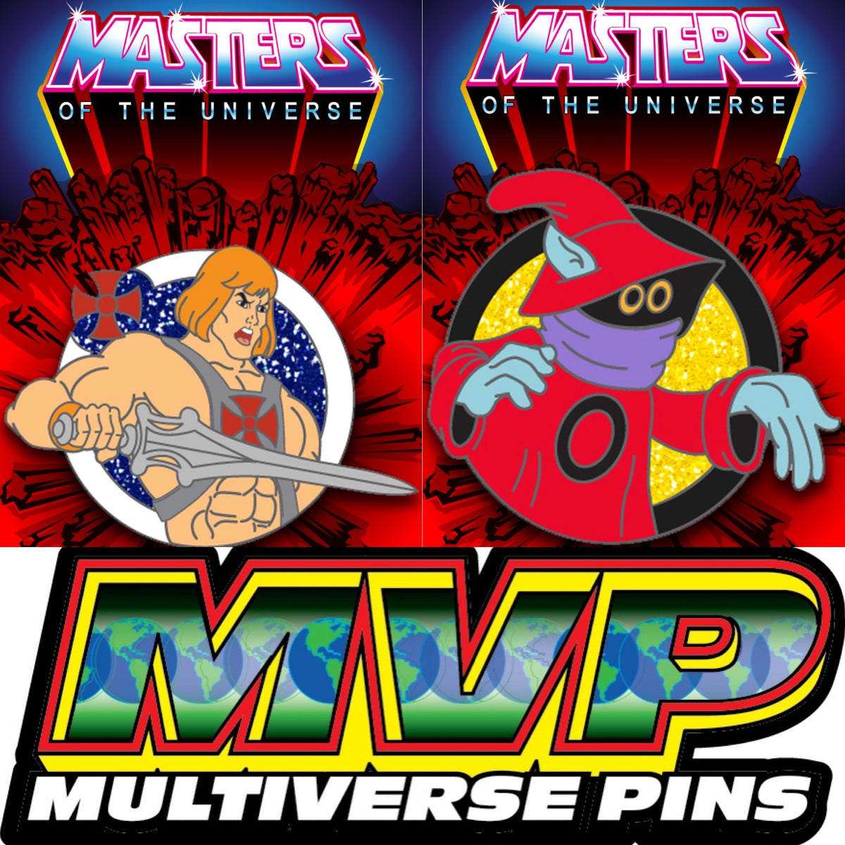 Masters of the Universe ORKO and HE-MAN MultiVersePins| PinForce